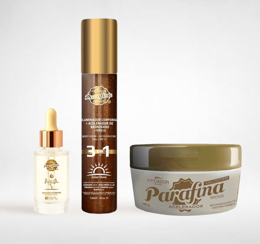 Kit Bronze Iluminado – Solar Shine 120ml + Veloster 120g + Booster 30m ...