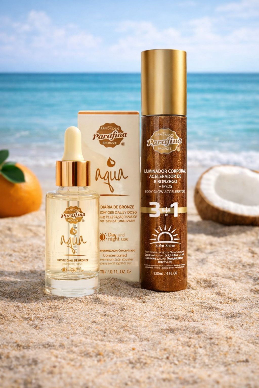 Kit Bronze Dourado - Autobronzeador Booster Gotas Mágicas + Solar Shin ...
